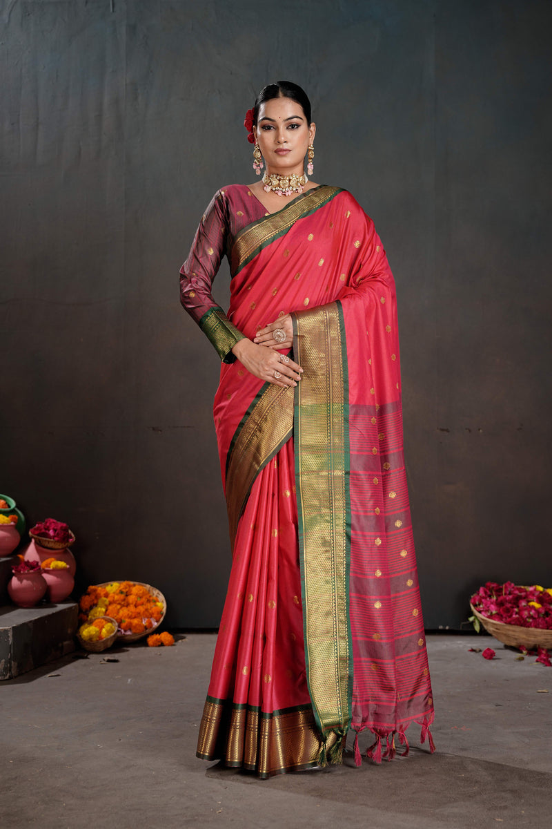 Women's Gajri Aura Silk Woven Saree – Trendia