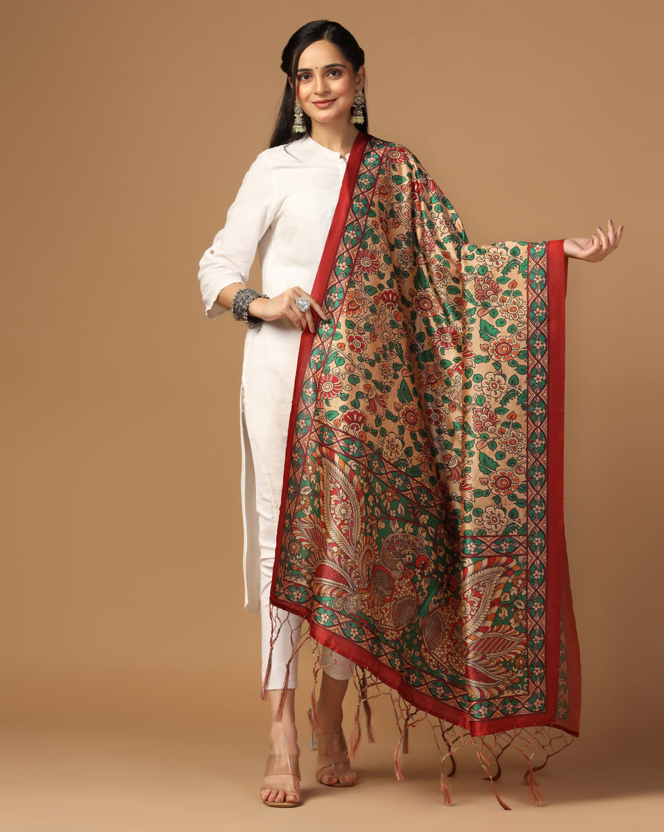 Women's Multi Color Assam Silk Ethnic Motifs Dupatta – Trendia