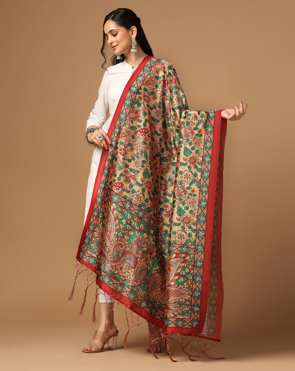 Women's Multi Color Assam Silk Ethnic Motifs Dupatta – Trendia