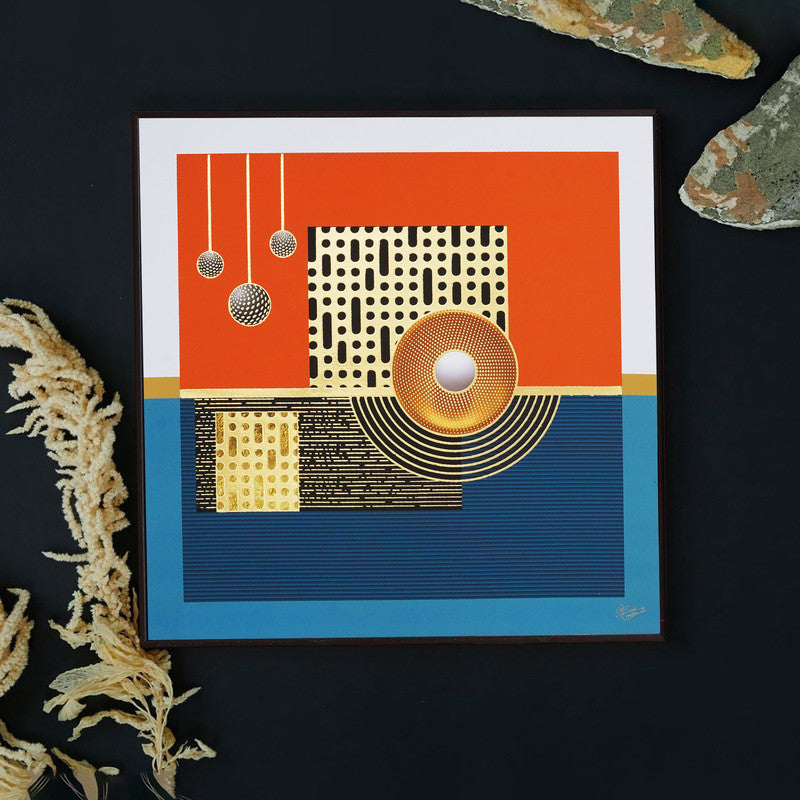 Abstract Design Golden Emboss Wall Painting For Home And Office Ph-13 ...