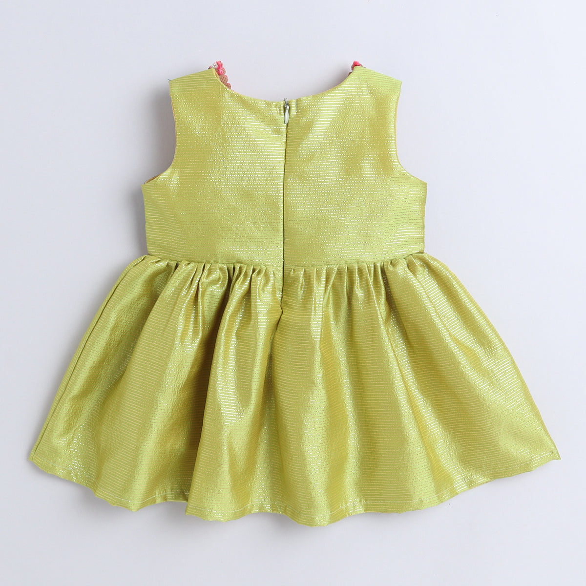 Girl's Green Polyester Embellished Dress – Trendia
