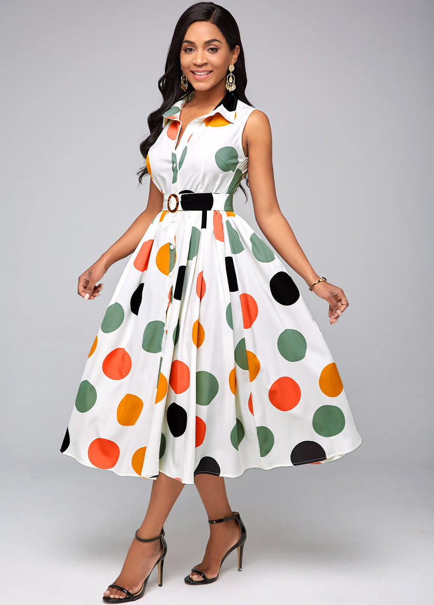 Women's White Satin Digital Print Dress – Trendia