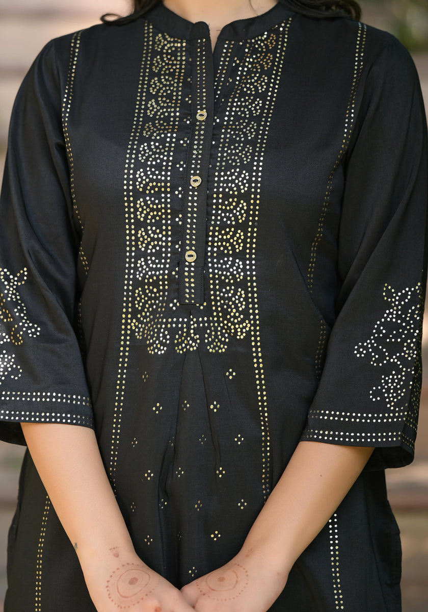 Women's Black Chinnon Silk Printed Tunic – Trendia