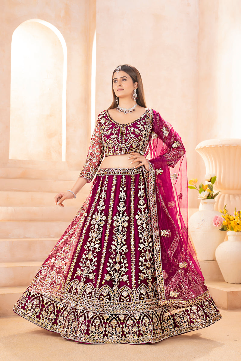 Women's Pink Net Lehenga Set – Trendia