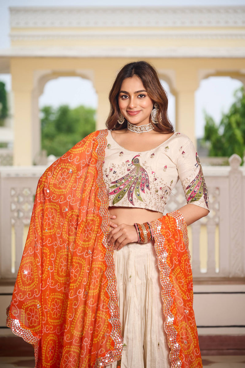 Women's Off White Pure Tissue Silk Lehenga Set – Trendia