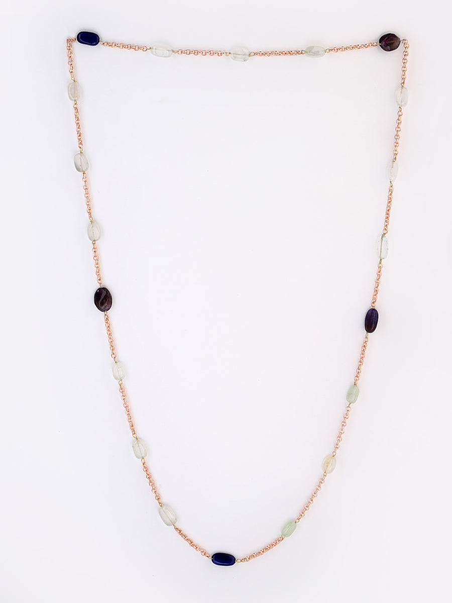 Women's Multi Color Alloy Natural Stones, Faux Ruby Necklace – Trendia