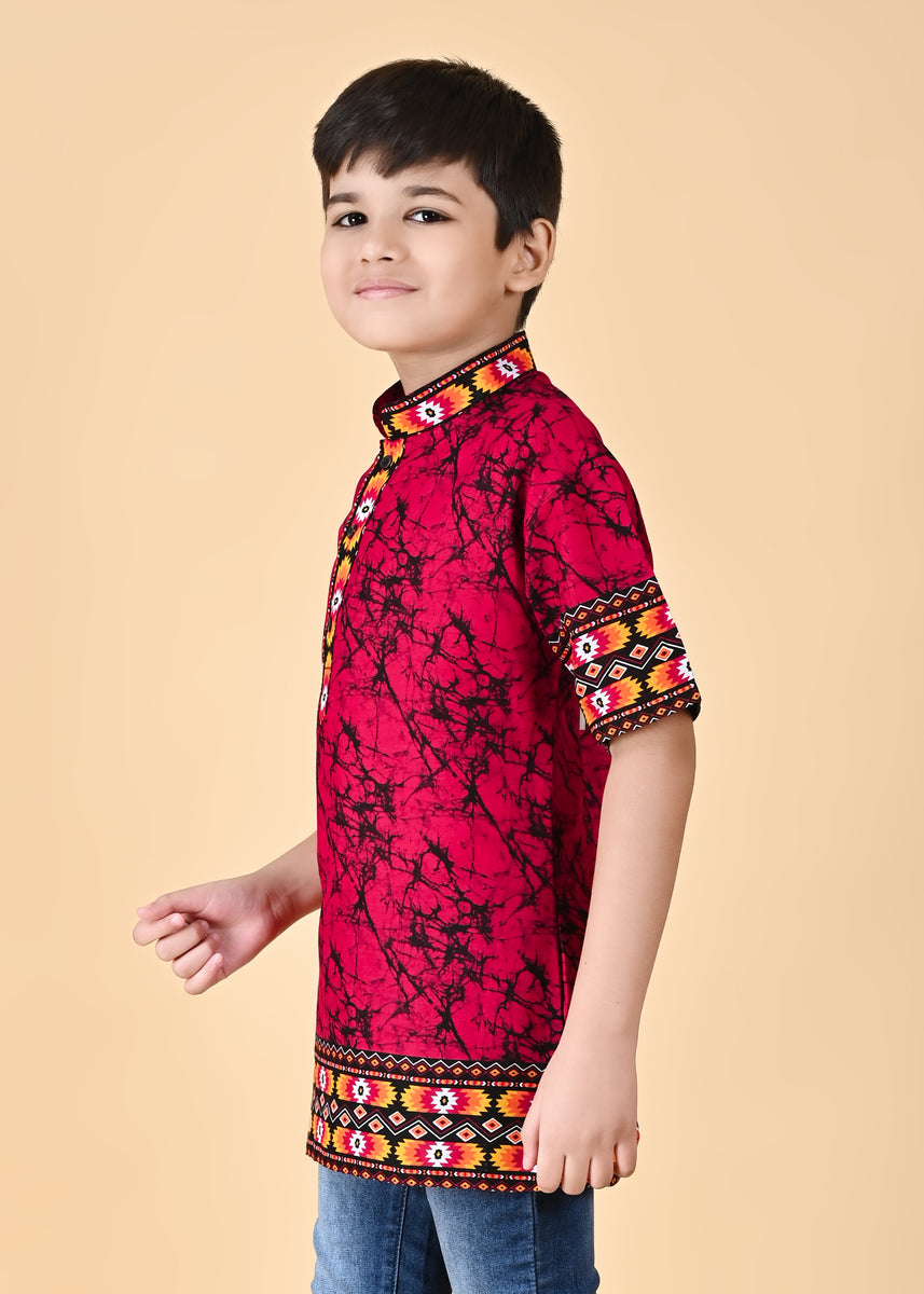 Boy's Pure Cotton Batik Printed Kurta For Boys – Trendia