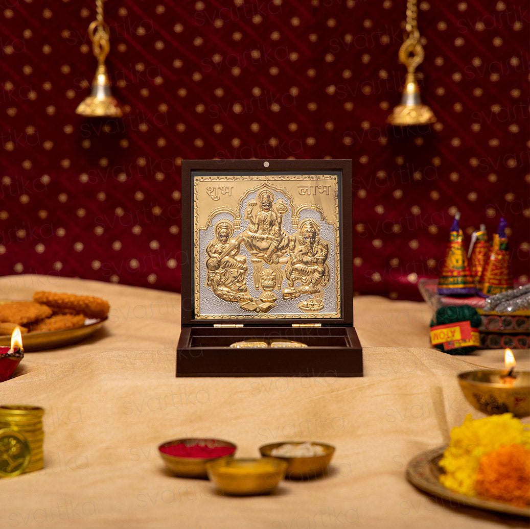 Ganesh Lakshmi Saraswati Pocket Temple (24 Karat Gold Coated) - By Tre ...