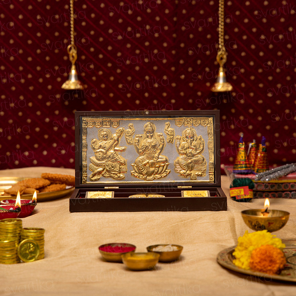 Ganesh Lakshmi Saraswati Pocket Temple (24 Karat Gold Coated) - By Tre ...