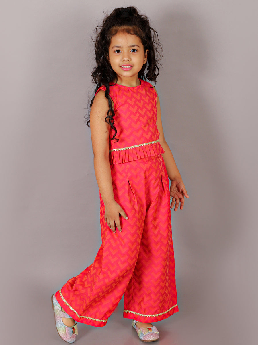 Girls Folklore Girls Pink Crop Top With Pants Co-Ordinate Set - Lil Dr ...