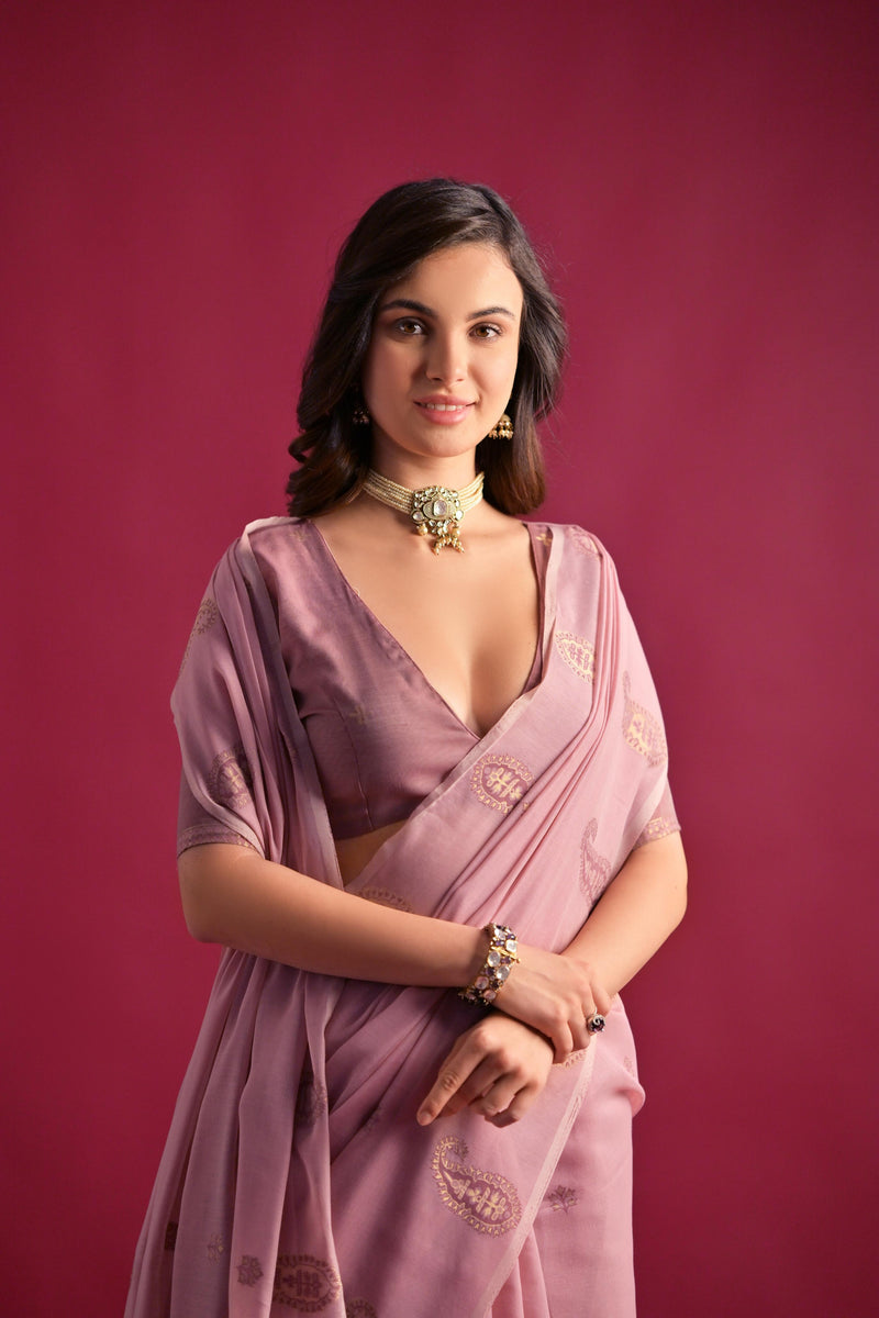 Women's Gajri Mul Cotton Resham Woven Saree – Trendia