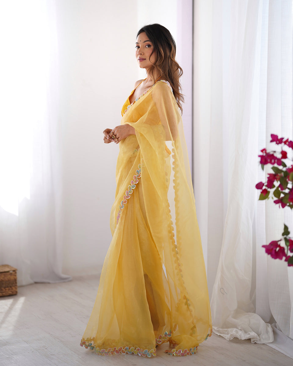 Women's Yellow Jimmy Choo Silk Palin Colour With Sequance Worked Lace ...