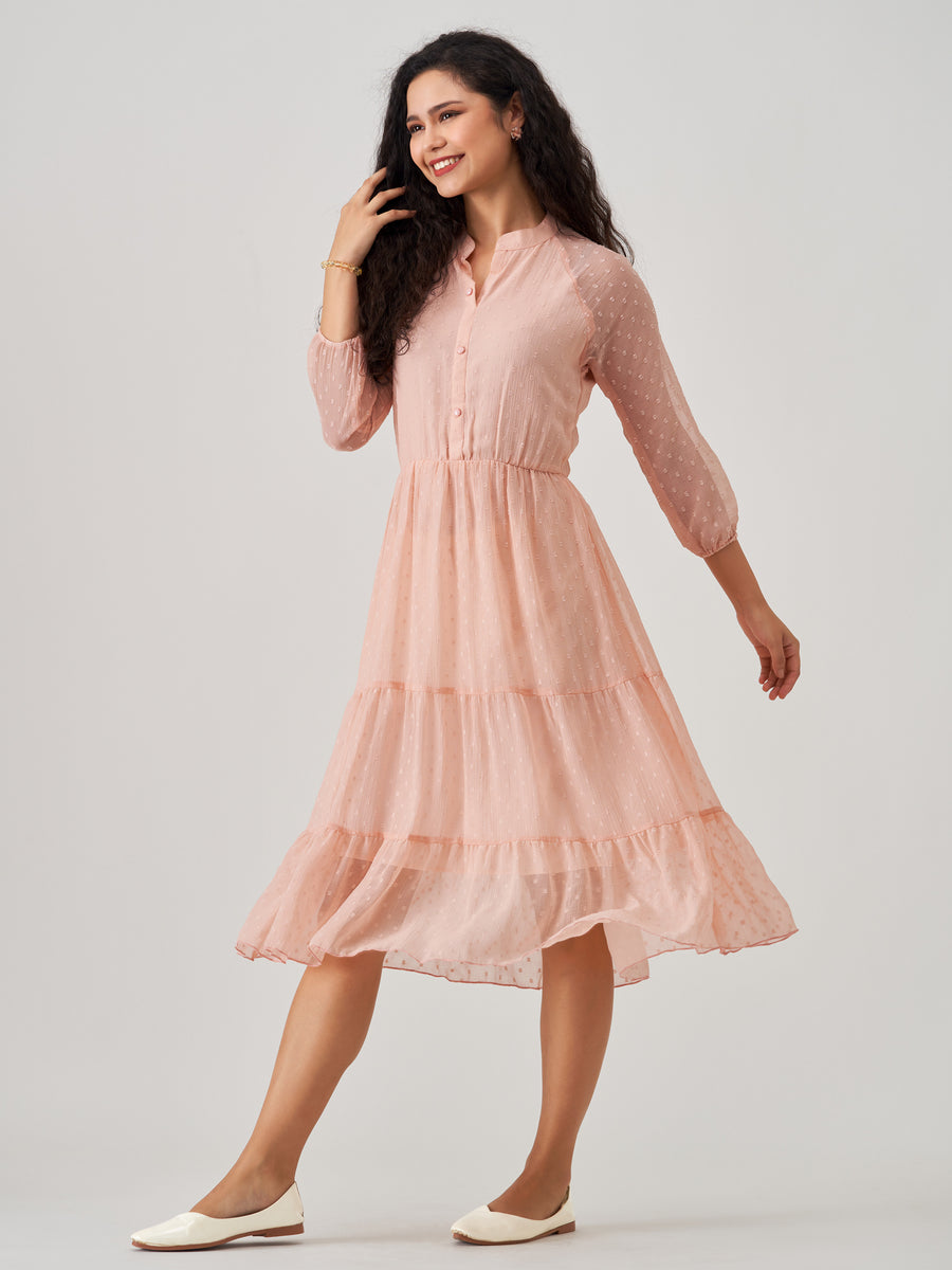 Women's Fancy Plain & Solid Peach Color Dress - Panjari Store – Trendia