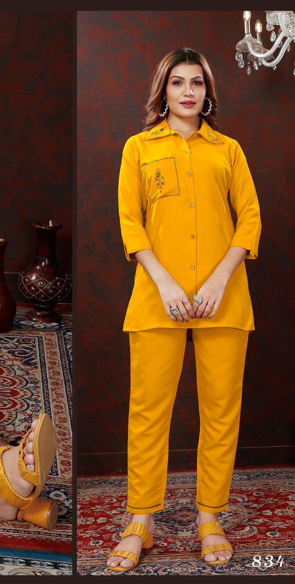 Women's Cotton Yellow Co-Ord Set – Trendia