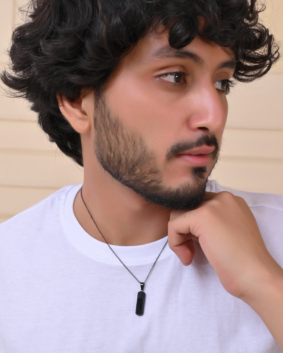 Men's Stainless Steel Chain With Slab Pendant – Trendia