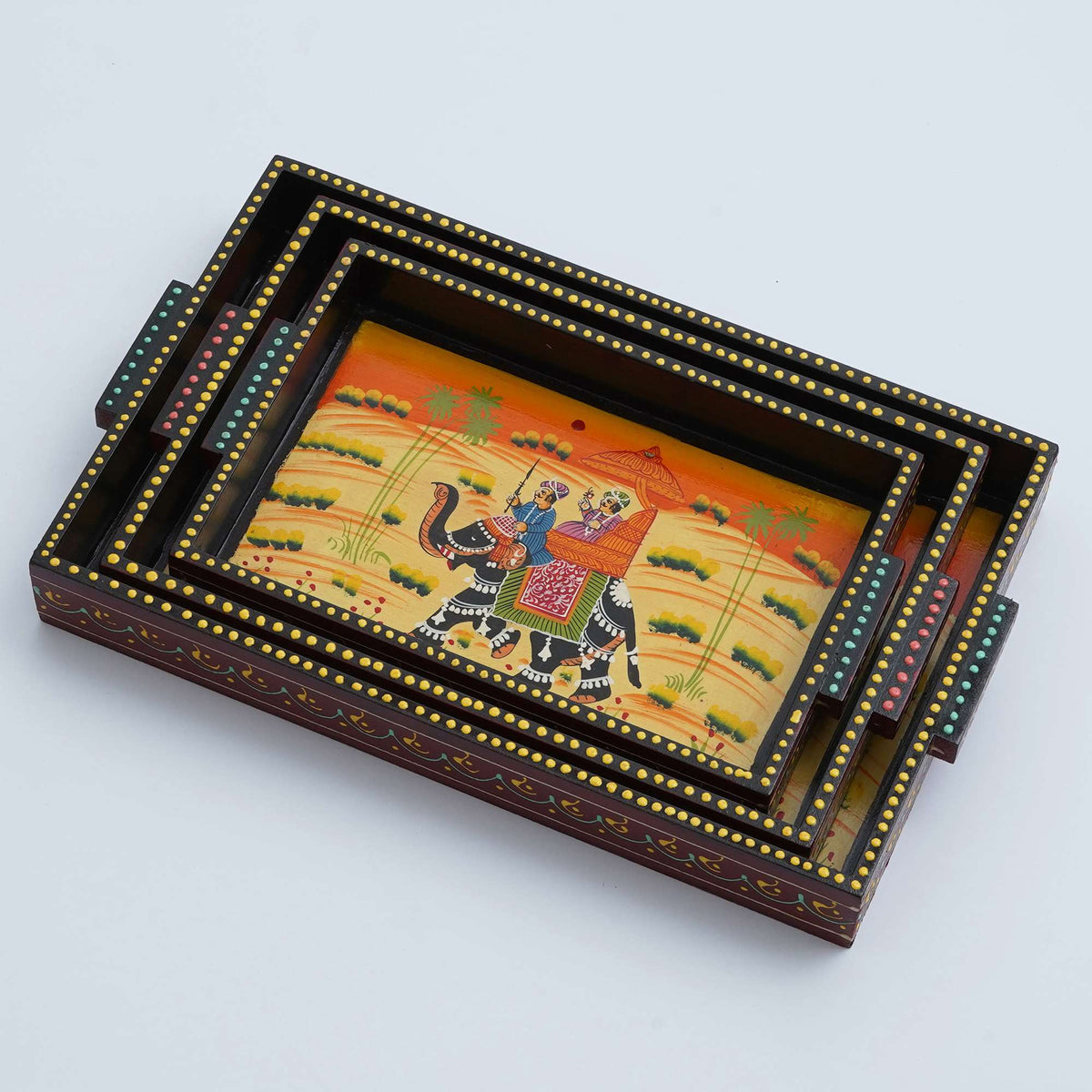 Set Of 3 Handcrafted Wooden Trays: Versatile And Elegant Serving Solut ...