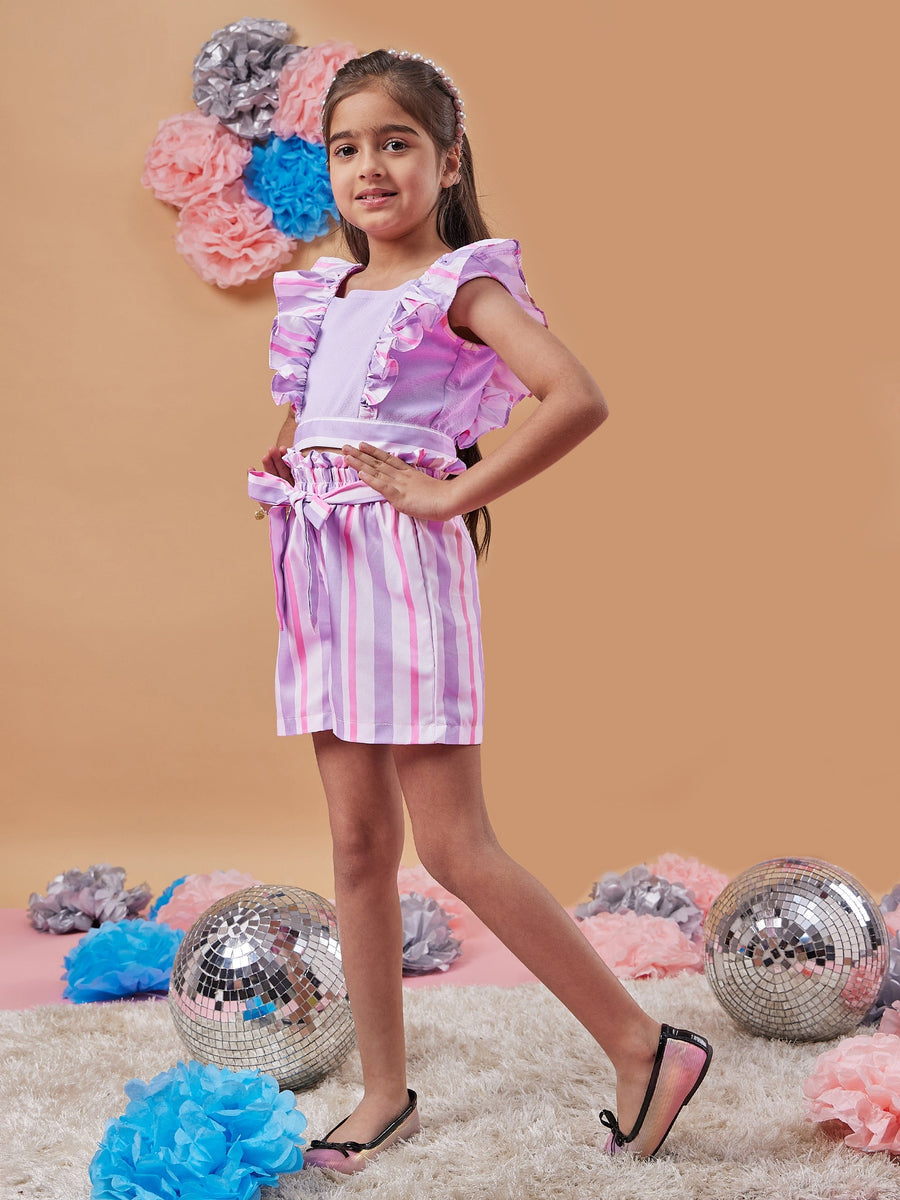 Girls Striped Top With Shorts - PS Peaches – Trendia