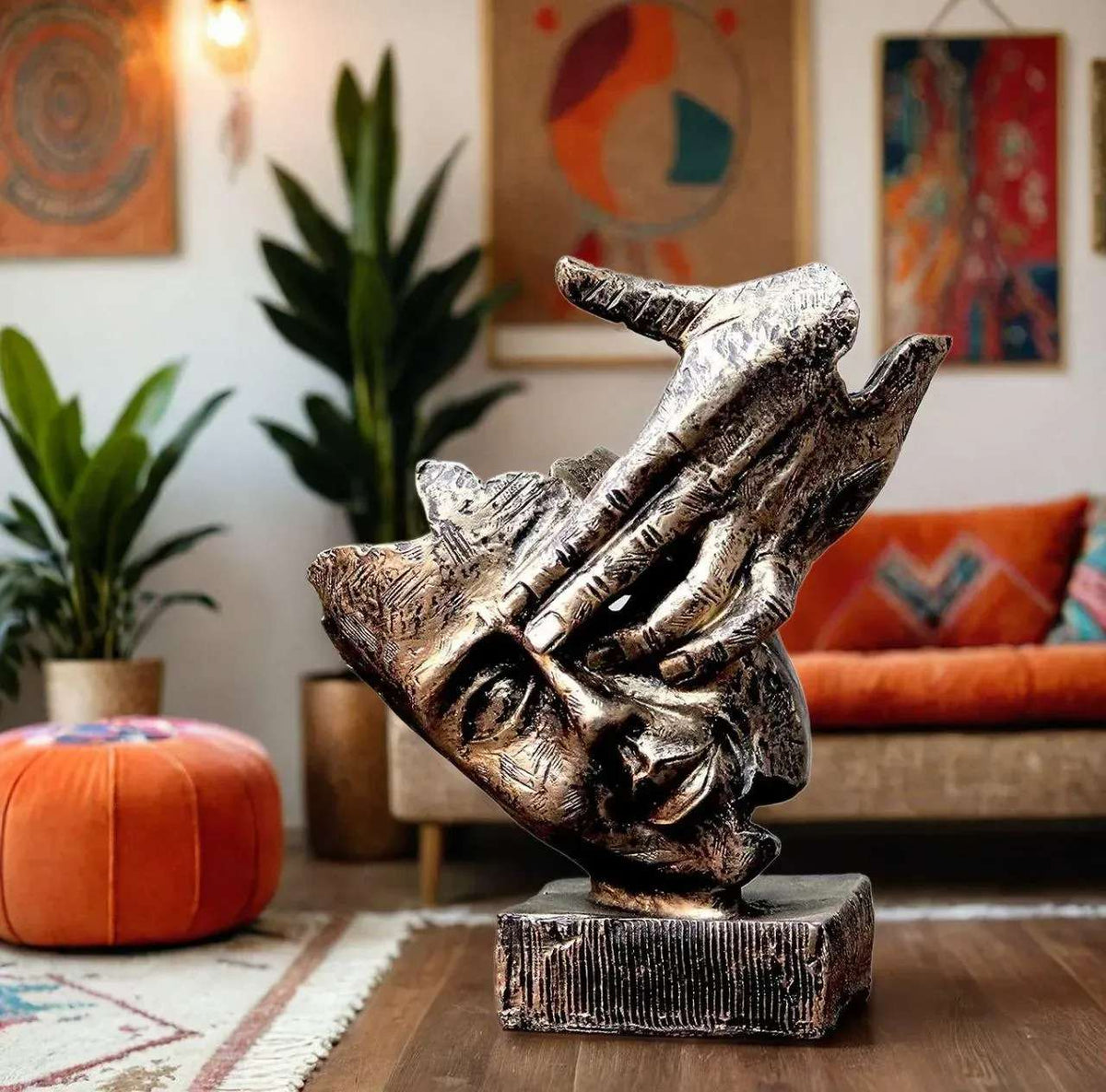 Human Face Statue Sculpture Figurine Showpiece For Home Décor Living R ...