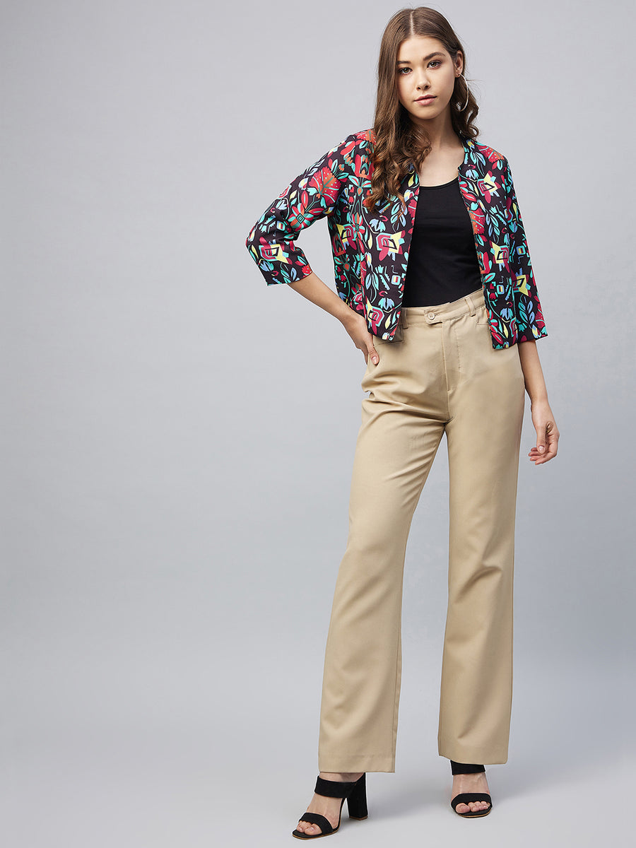 Women's Multicoloured Colour Blocked Shrug – Trendia