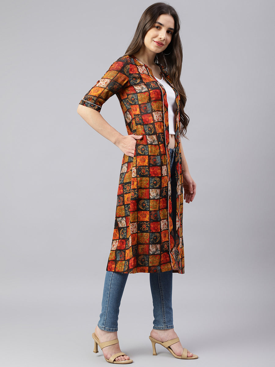 Women's Multi Color Long Jacket – Trendia