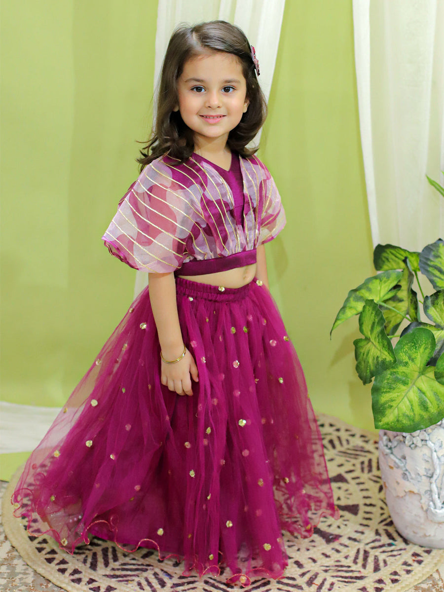 Girl's Silk Purple Lehenga Sets - Bownbee – Trendia