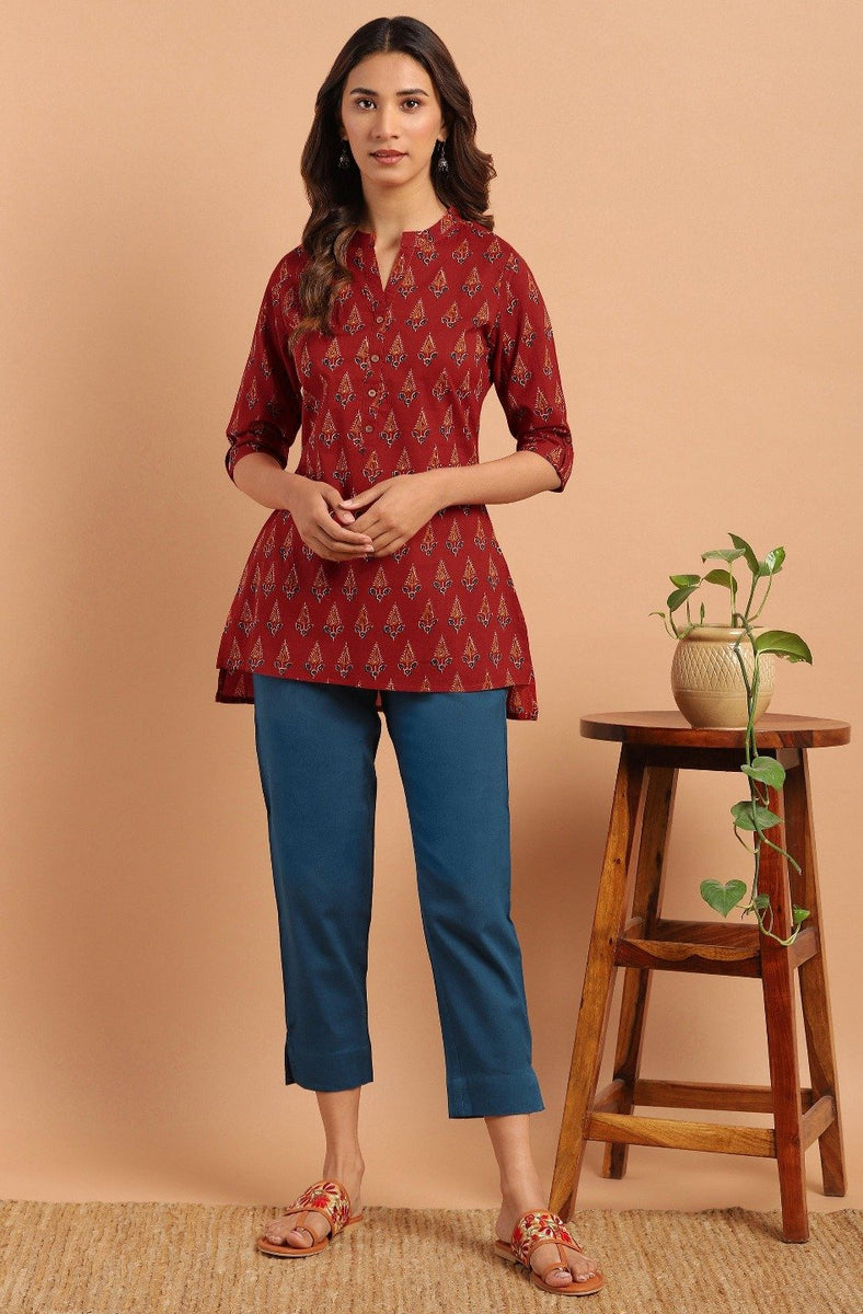 Buy Women's Red Cotton Tunic - Janasya Online at Best Price | Trendia