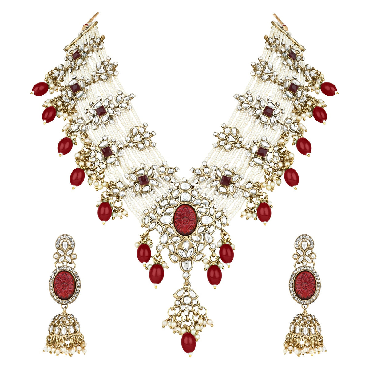 Women's Maroon Zinc Alloy Jewellery Set – Trendia