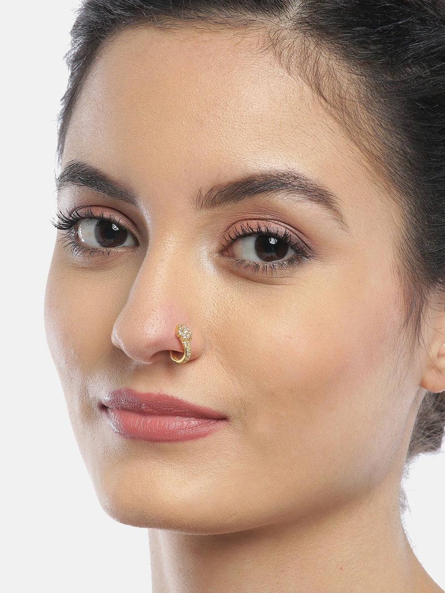 Buy Gold Plated American Diamond Studded Nose Ring online at Trendia