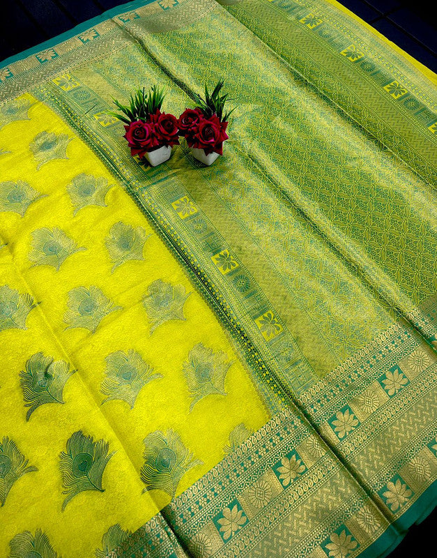 Women's Organza Silk Morpankh Pattern Handloom Pattu Saree – Trendia