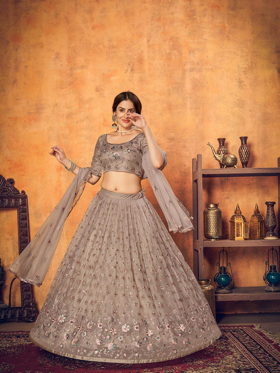 Women's Pretty Dusty Net Lehenga Set - Odette – Trendia
